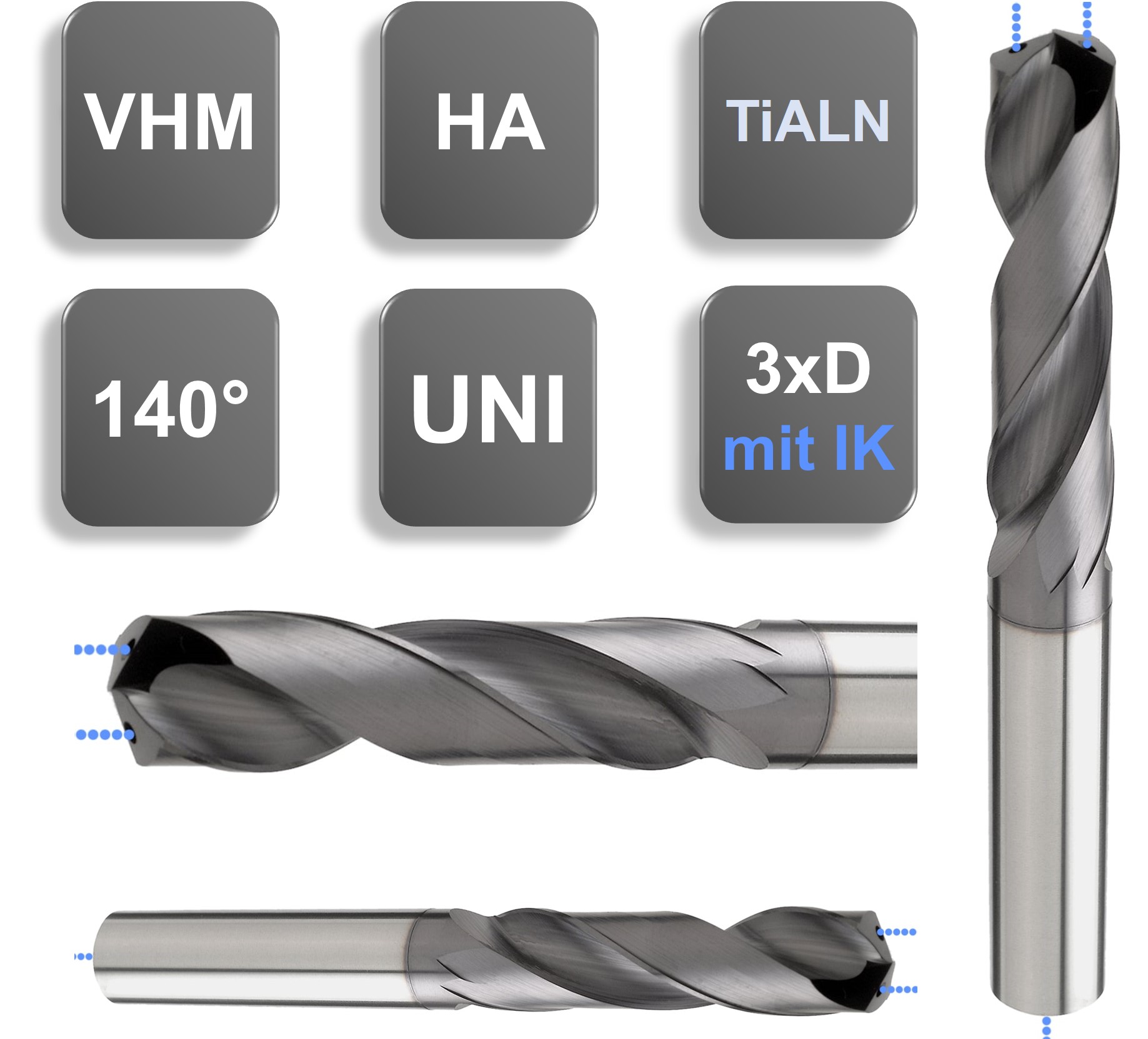 VHM 3xD Bohrer 10,5 mm Hochleistungsbohrer mit IK
