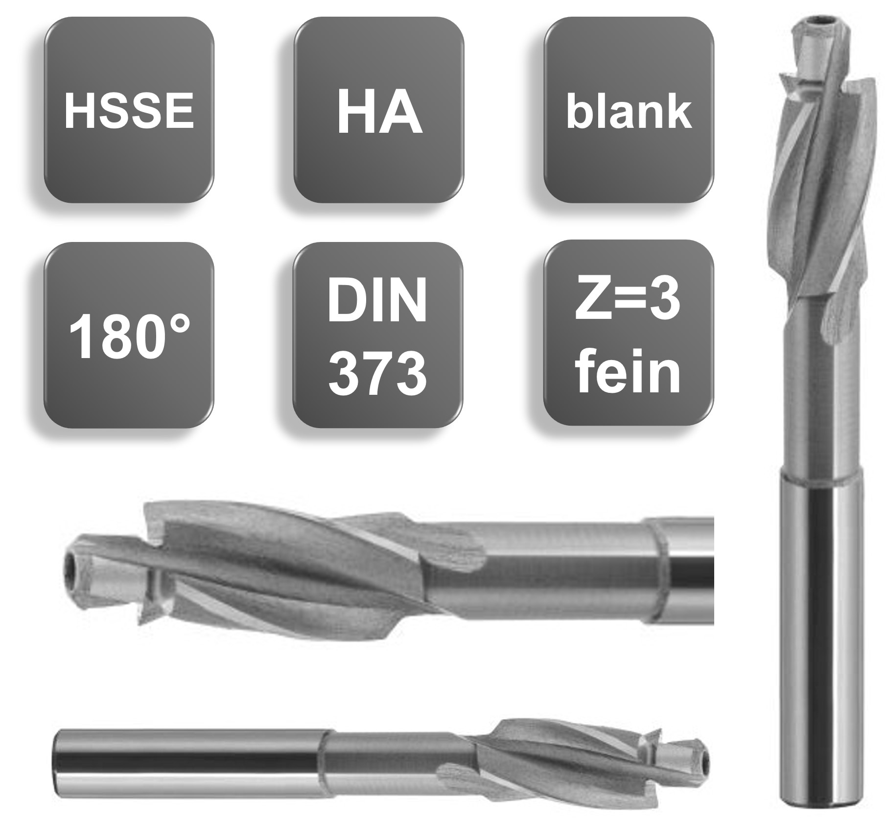 M6 - 6,4 auf 11,0 x 80 mm, d2=8,0 mm - HSS-CO5-Flachsenker 180°, fein ...